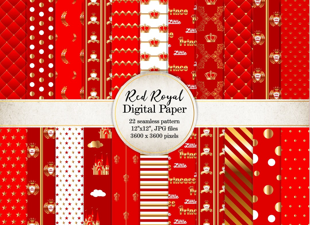 Red and Gold Prince/princess Seamless Pattern (digital Paper) - Etsy