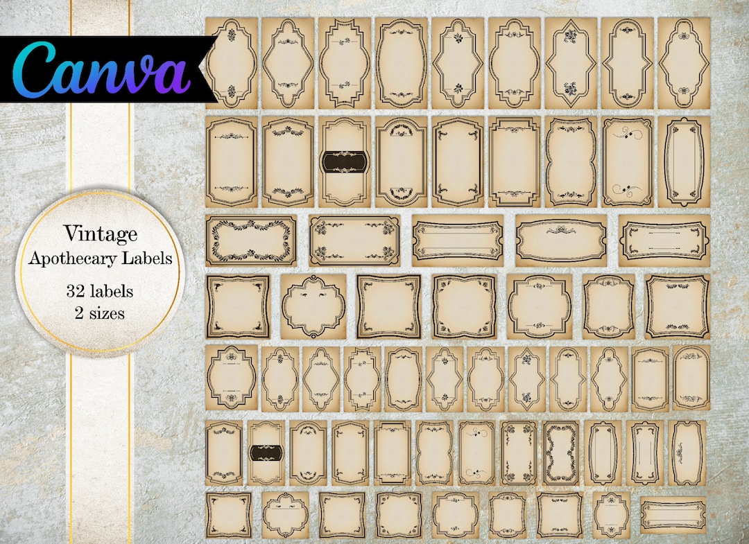 Vintage Apothecary Labels: Editable Blank Printable Collage Sheet (digital Download) - Etsy