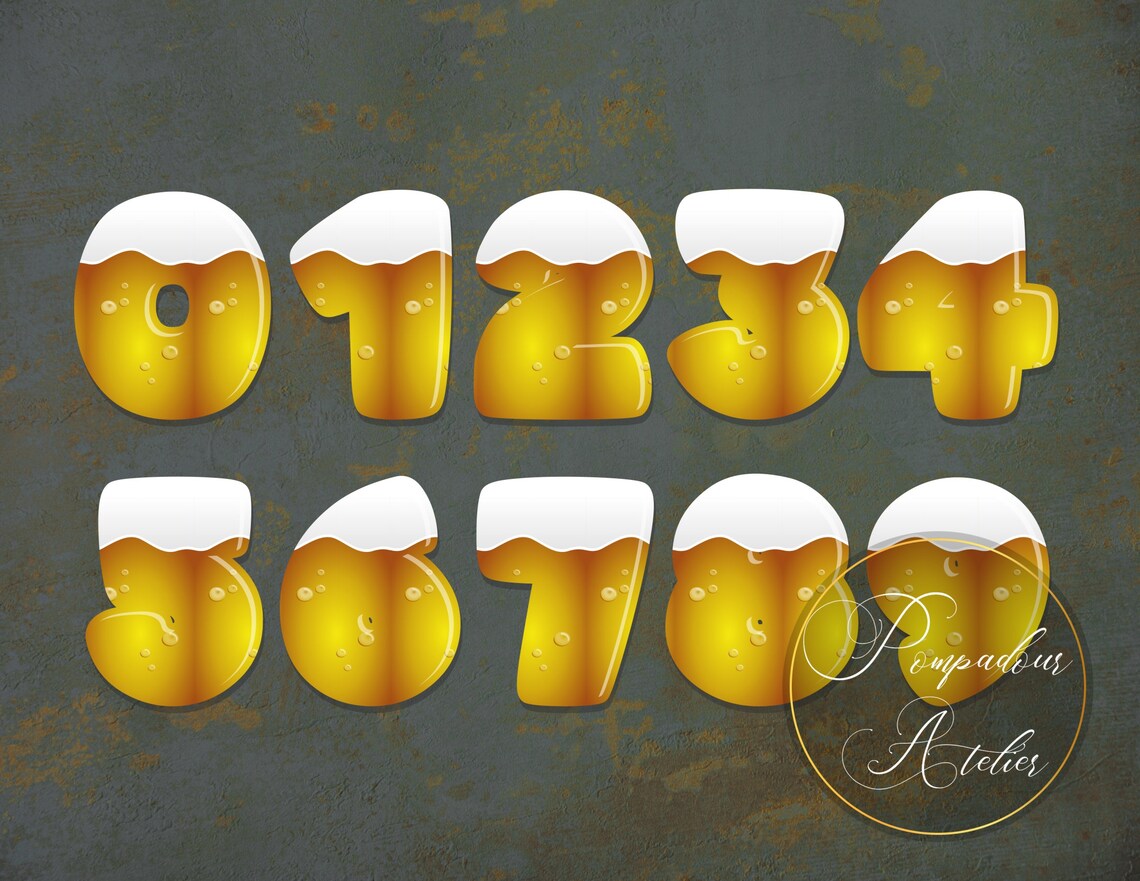 Beer Numbers Clipart Beer Digital Numbers Alphabet Figures - Etsy