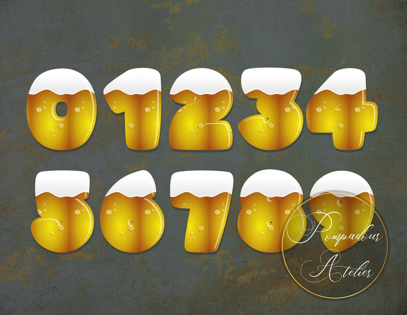 Beer Numbers Clipart Beer Digital Numbers Alphabet Figures - Etsy