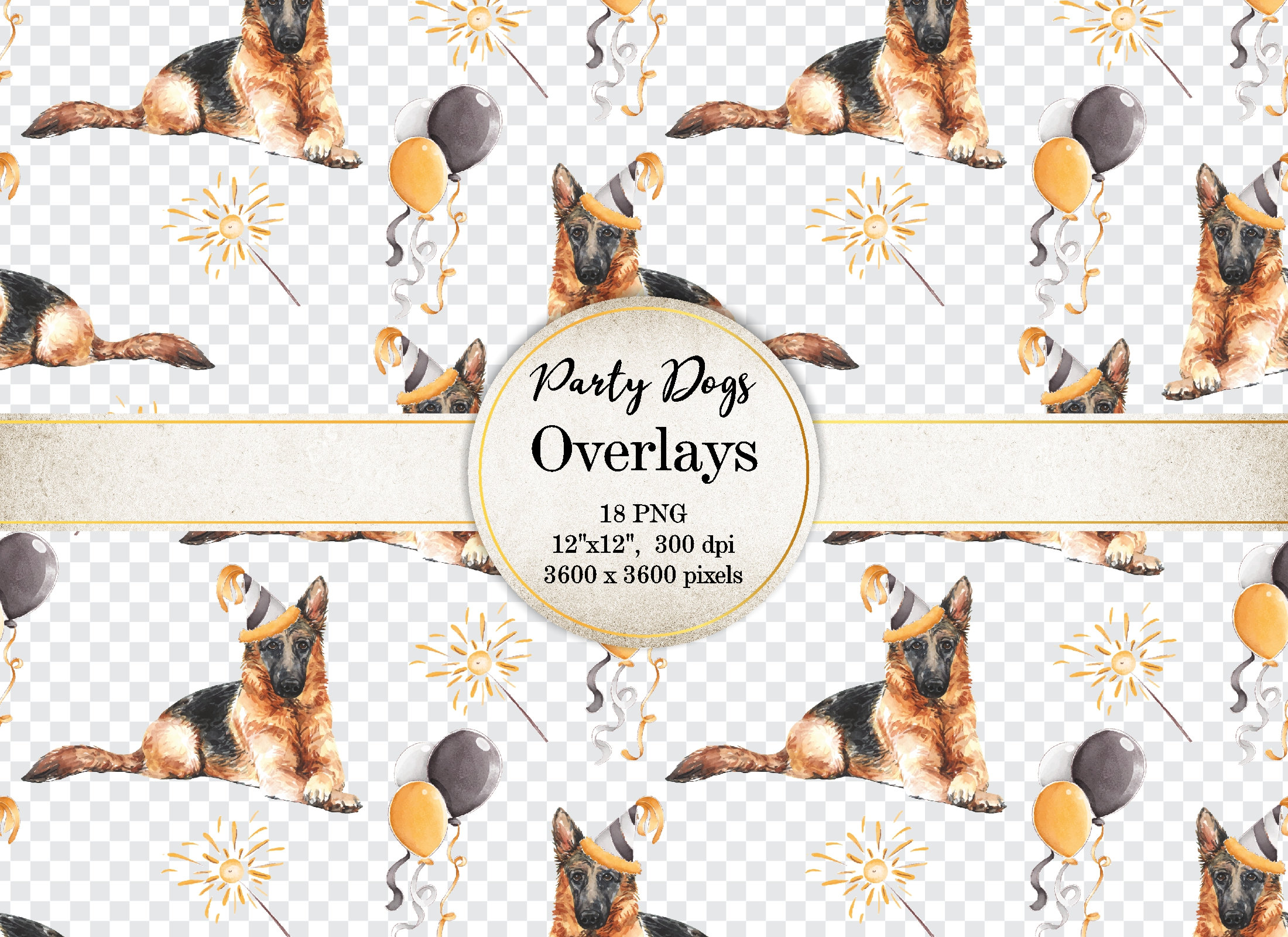 Party Dogs Overlays Pack Party Dogs Seamless Pattern | Etsy