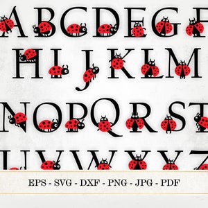 Lady Bug Alphabet SVG, Digital Letters and Numbers, Eps, Svg, Dxf, Png ...