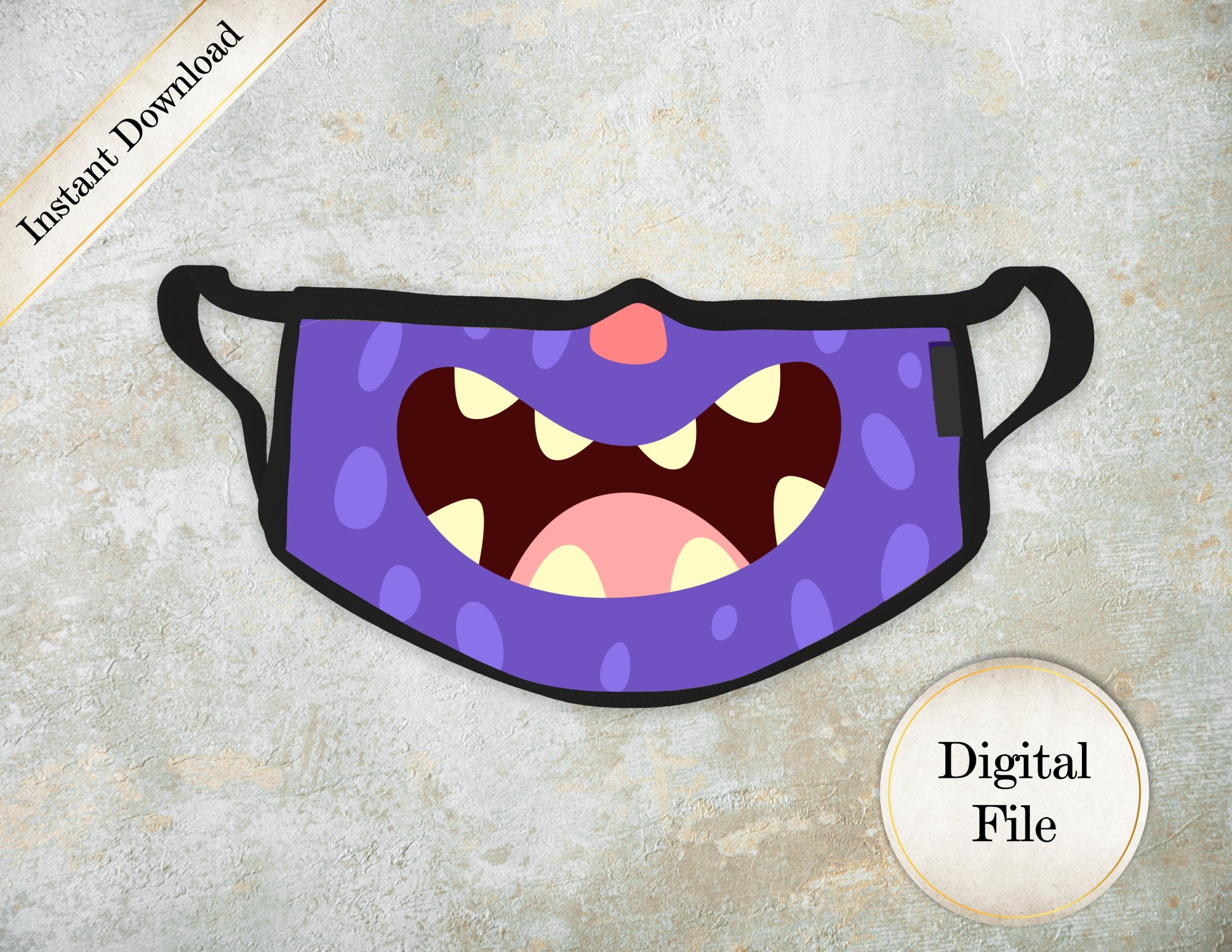 Funny Monster Face Mask Design Pack Kids Face Mask Images | Etsy