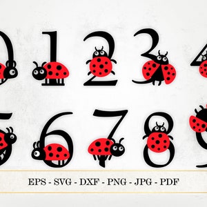Lady Bug Numbers SVG, 0 to 9 Digital Numbers, Eps, Svg, Dxf, Png, Jpg ...