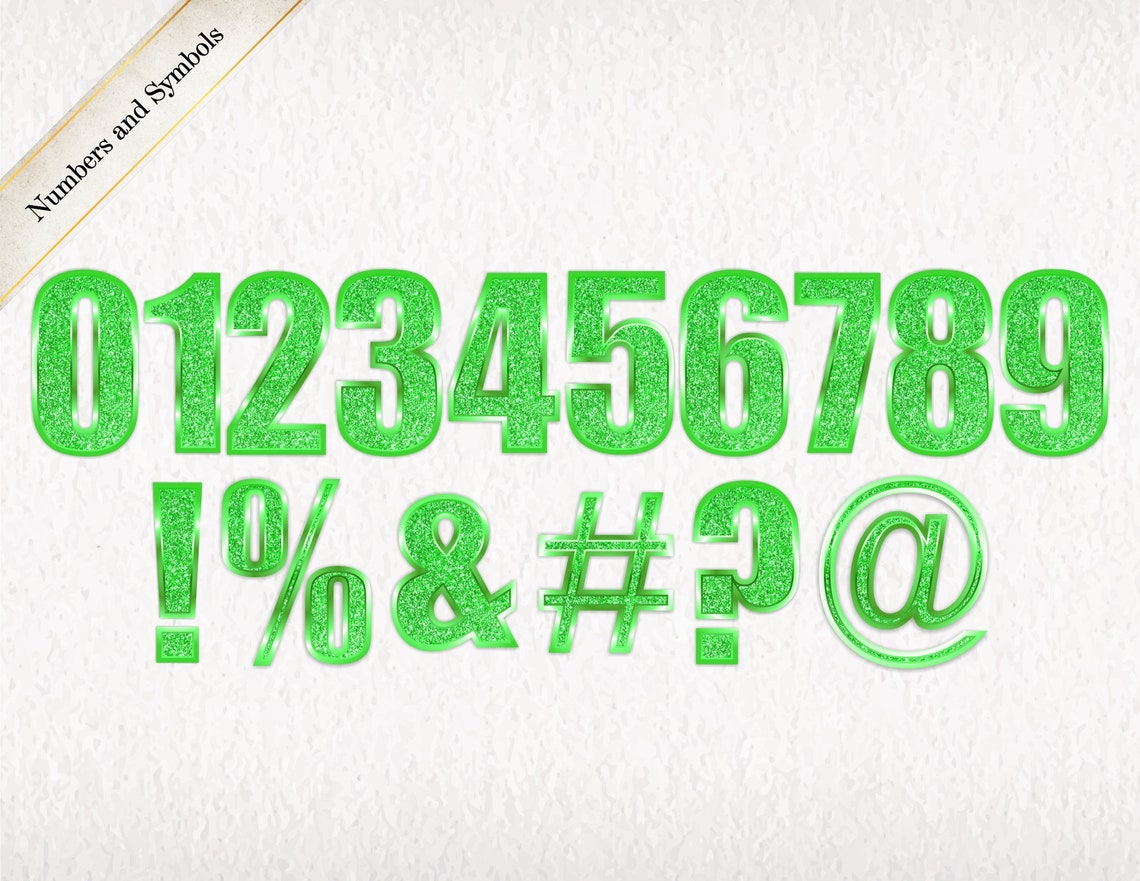 Green Glitter Alphabet Clipart Spring Green Sparkling Digital - Etsy