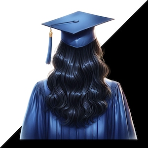 Watercolor Graduation Girl Clipart: Royal Blue Outfit (PNG Files) - Etsy