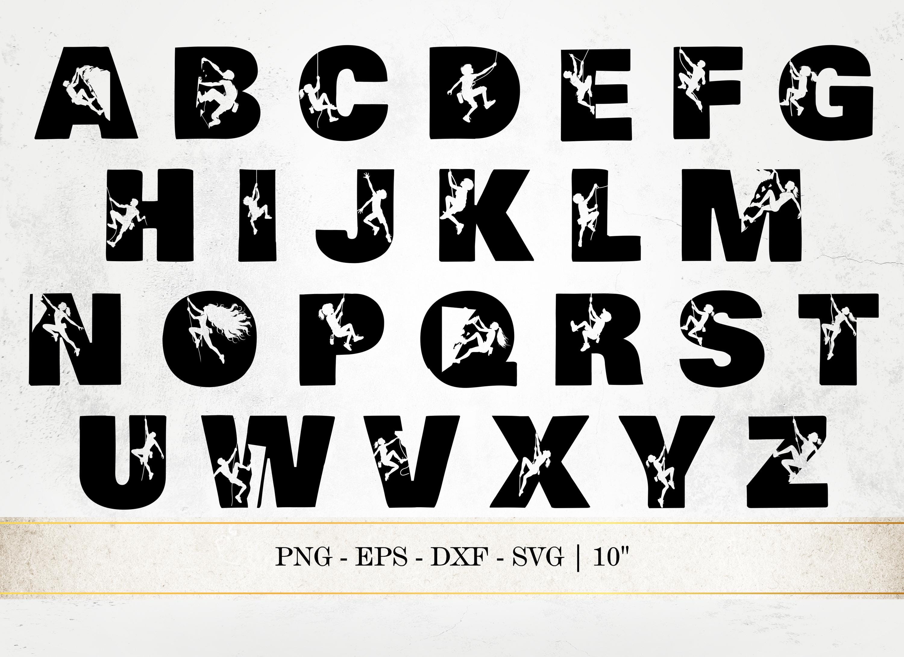 Climbing Alphabet Letters SVG: Rock Climbing Silhouette Cut Files ...