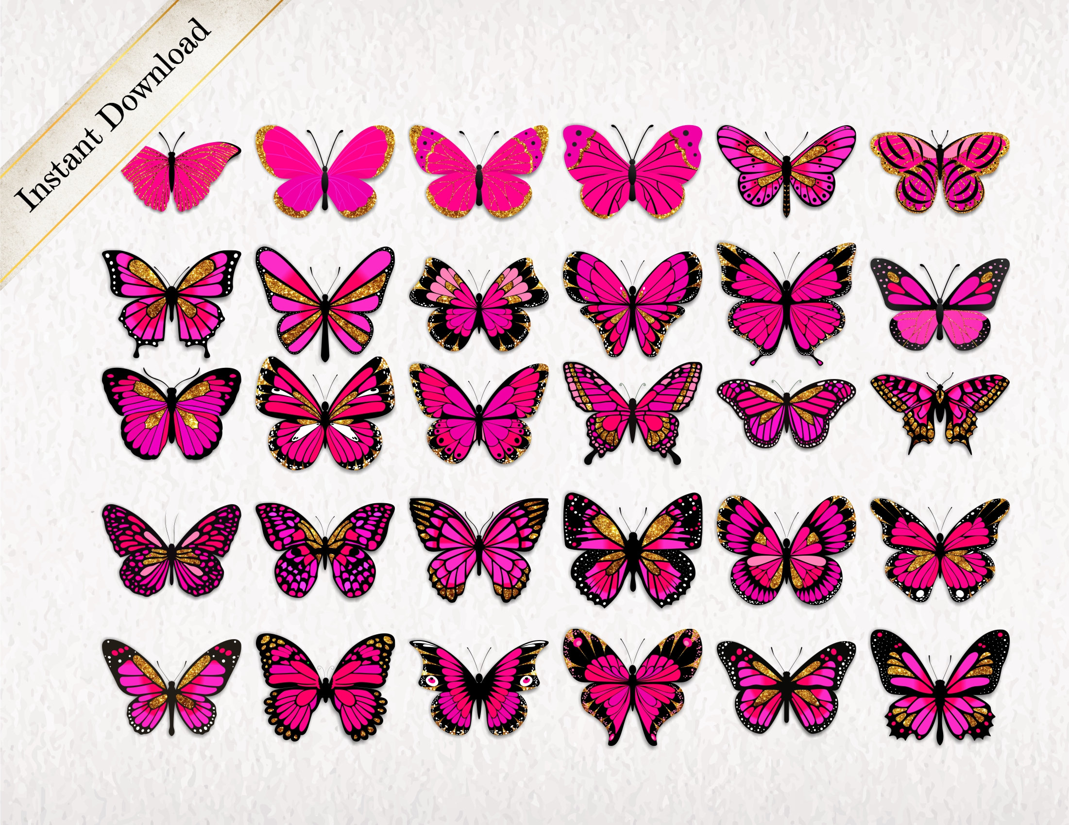 Paquete de imágenes de mariposas fucsia clipart de mariposas | Etsy