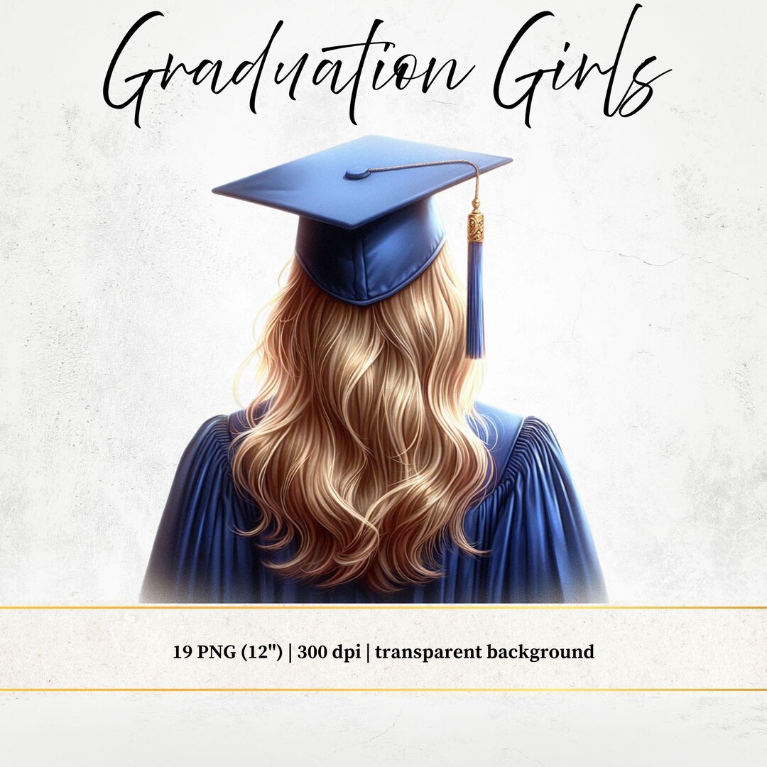 Watercolor Graduation Girl Clipart: Royal Blue Outfit (PNG Files) - Etsy