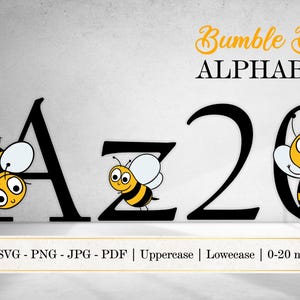 Bee Alphabet SVG: Uppercase, Lowercase, Numbers 0-20 (digital Download ...