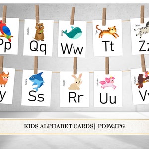 Animals Alphabet Cards, Preschool Toddler Classroom Cards, Kids ...