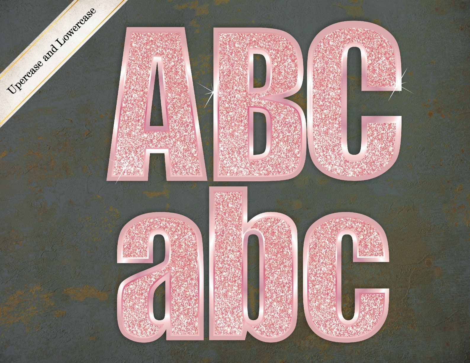 Rose Gold Glitter and Metallic Alphabet Clipart Pink Digital | Etsy