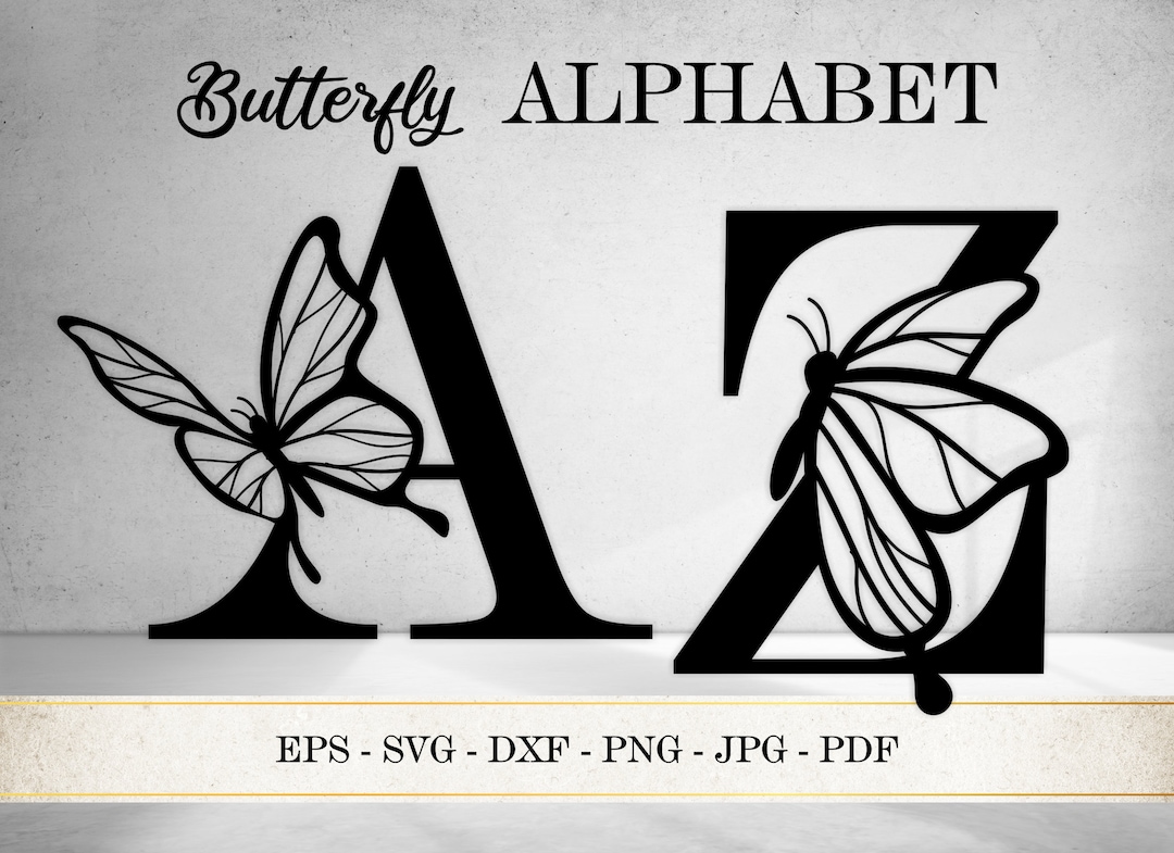 Butterfly Alphabet SVG, Letters A-Z Monogram, Font PNG Image, Alphabet ...