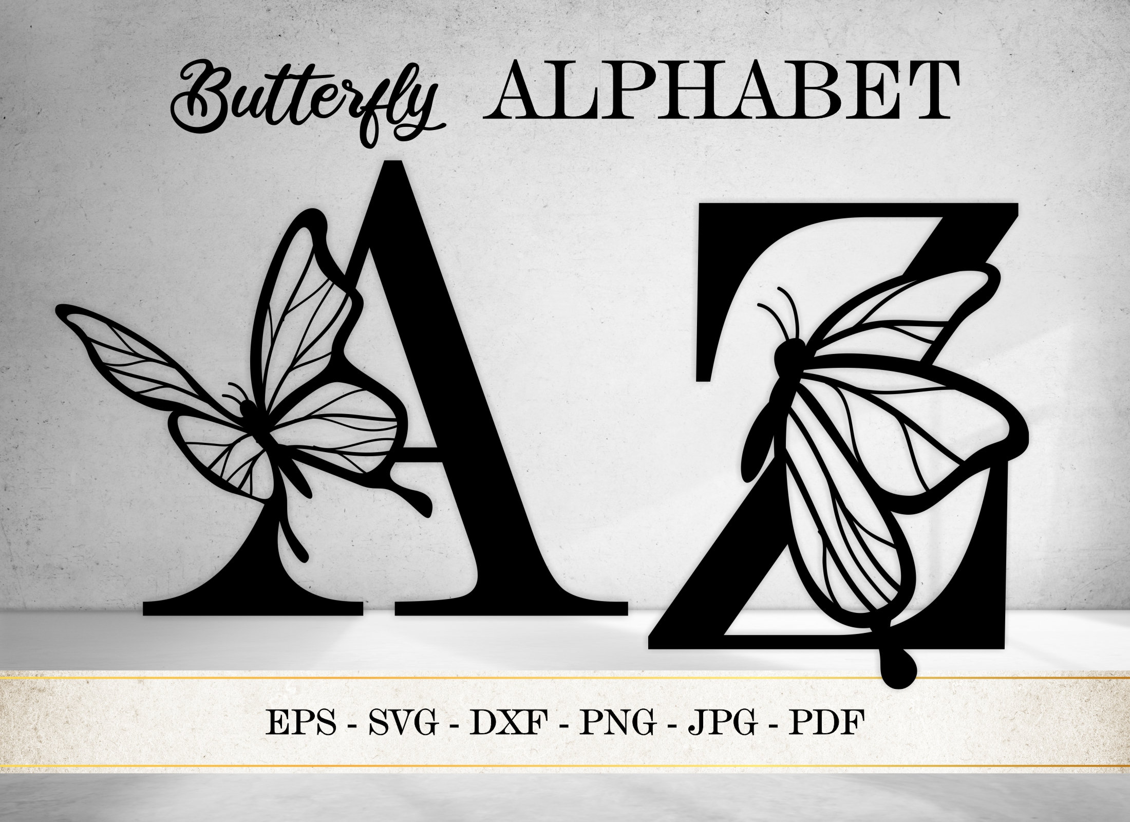 Butterfly Alphabet SVG Letters A-Z Monogram Font PNG Image - Etsy