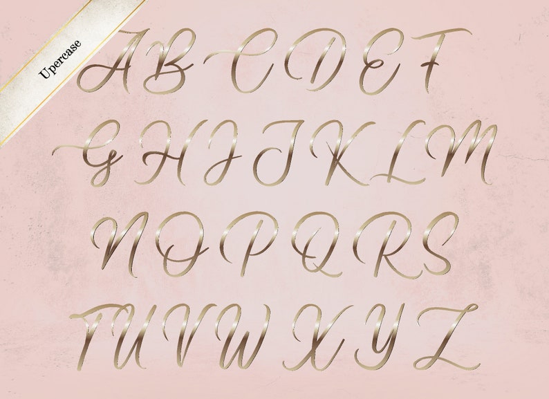 Cursive Light Gold Alphabet SVG Calligraphy Gold Digital - Etsy