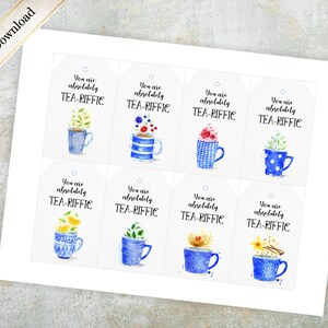 You Are Absolutely Tea-riffic Thank You Gift Tags, Tea Tags, Printable ...