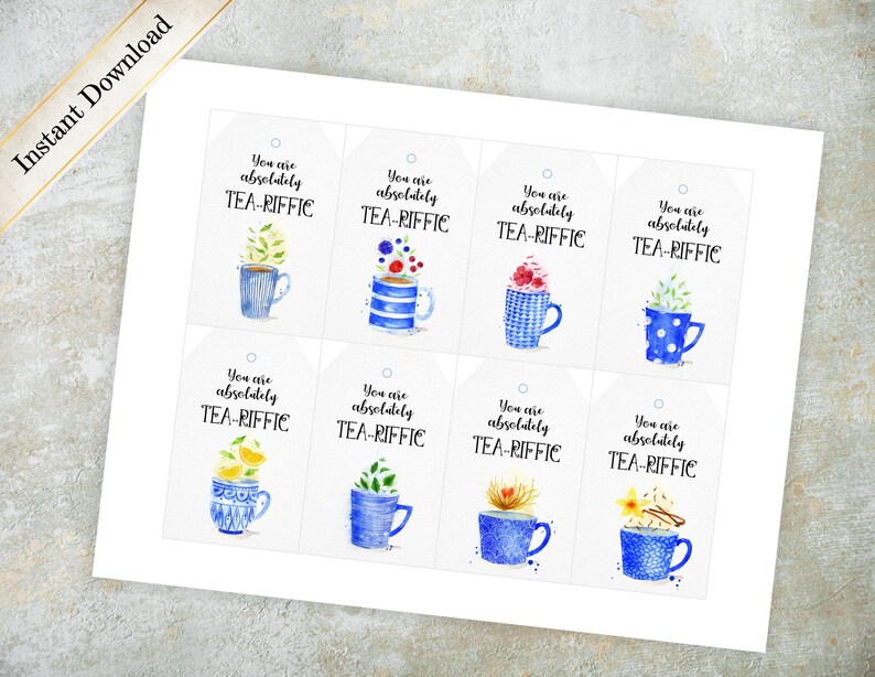 You Are Absolutely Tea-riffic Thank You Gift Tags Tea Tags | Etsy