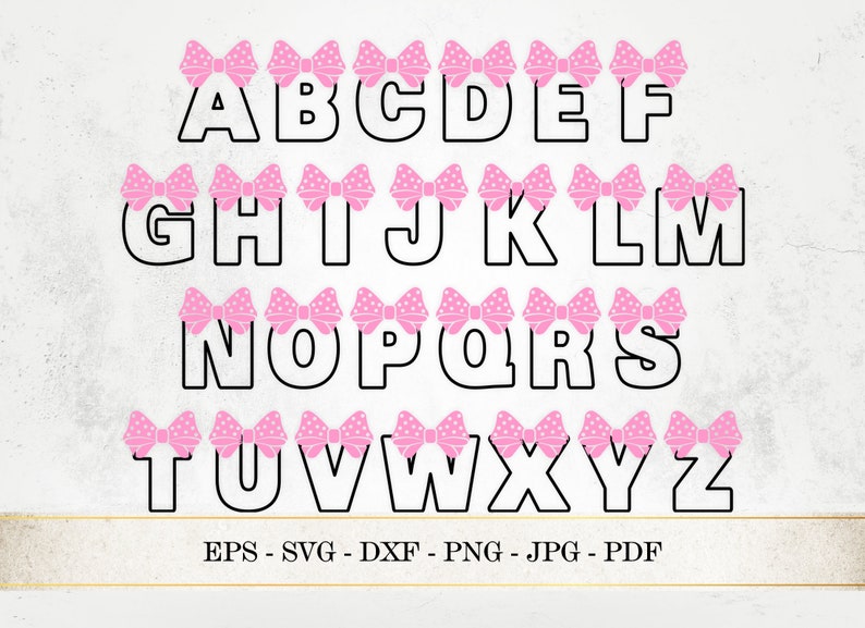Pink Bow Alphabet SVG Letters A-Z Monogram Font PNG Image - Etsy