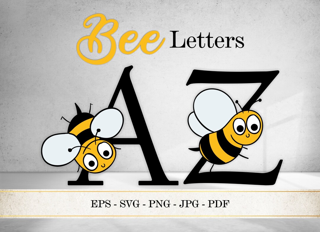 Bee Alphabet SVG, Digital Letters and Numbers, Eps, Svg, Png, Jpg, Pdf ...