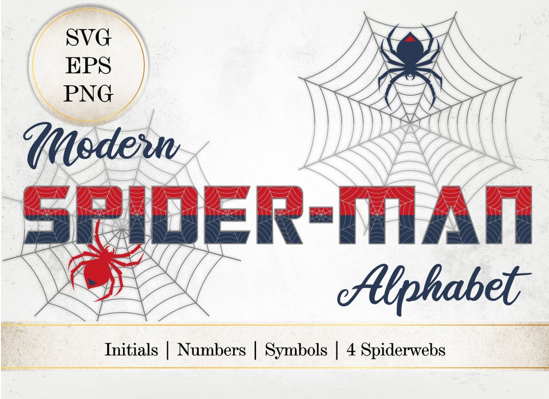 Spider-man Alphabet SVG: Letters, Numbers, Symbols (PNG, EPS) - Etsy