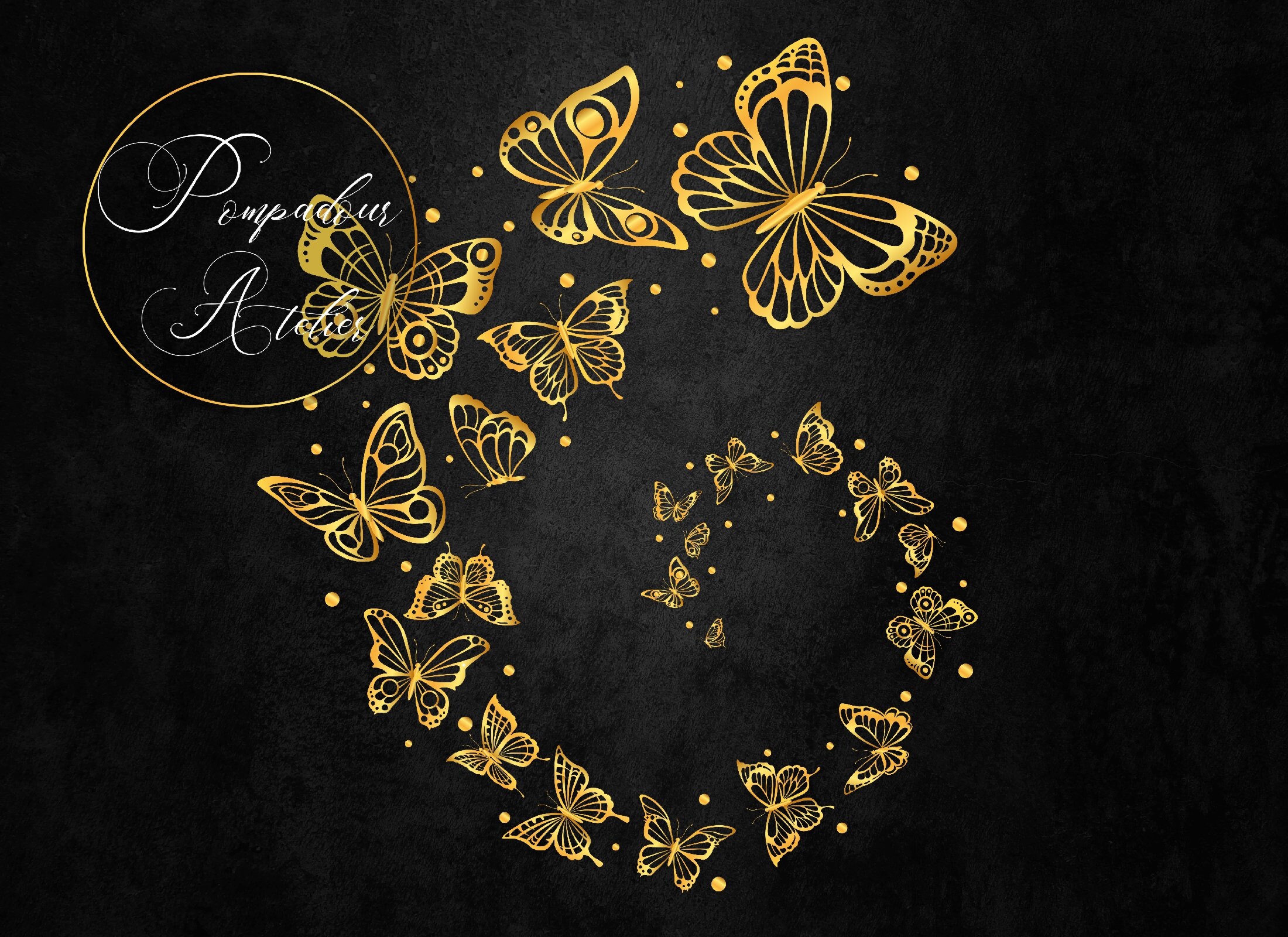 Gold Foil Butterfly Clipart: PNG Illustrations, Lace Design (digital ...
