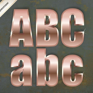 Classic Rose Gold Foil Alphabet SVG, Rose Gold Digital Letters Numbers ...