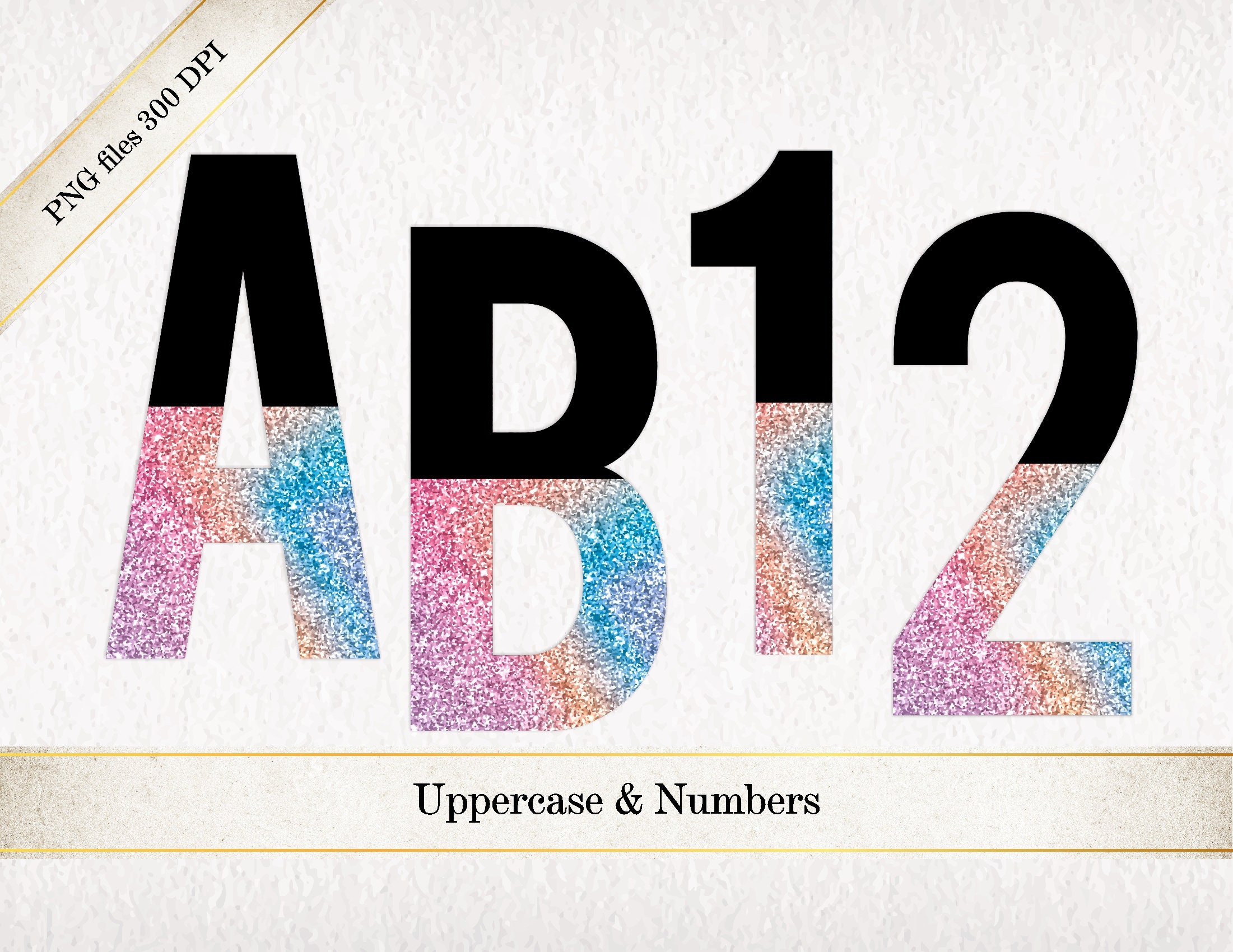 Half Brightly Colored Glitter Alphabet Black and Multicolor | Etsy