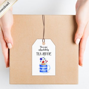 You Are Absolutely Tea-riffic Thank You Gift Tags, Tea Tags, Printable ...