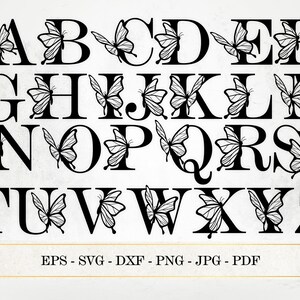 Butterfly Alphabet SVG, Letters A-Z Monogram, Font PNG Image, Alphabet ...
