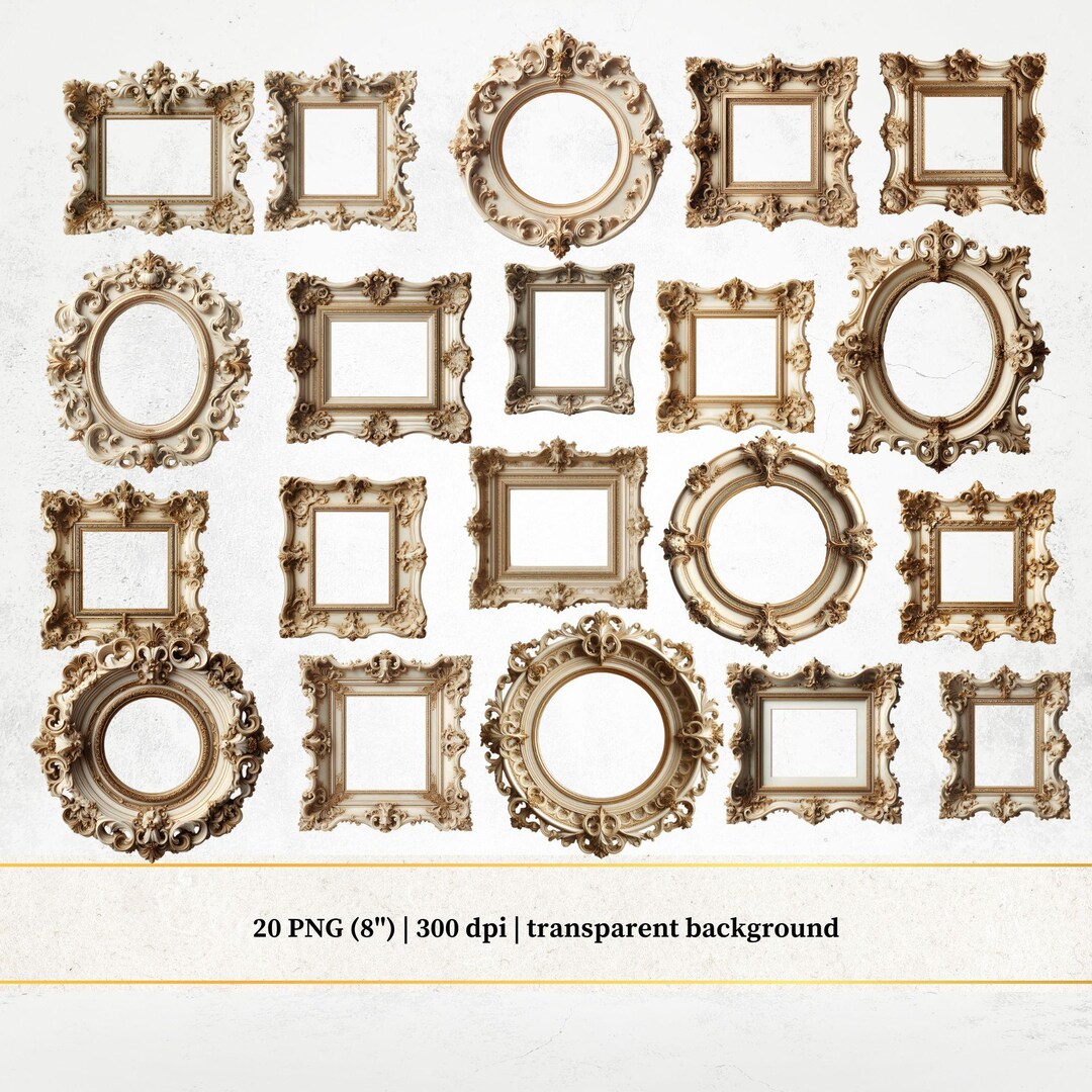 Vintage Ivory Frames Elements Clipart, Transparent Pngs, Antique Frames ...