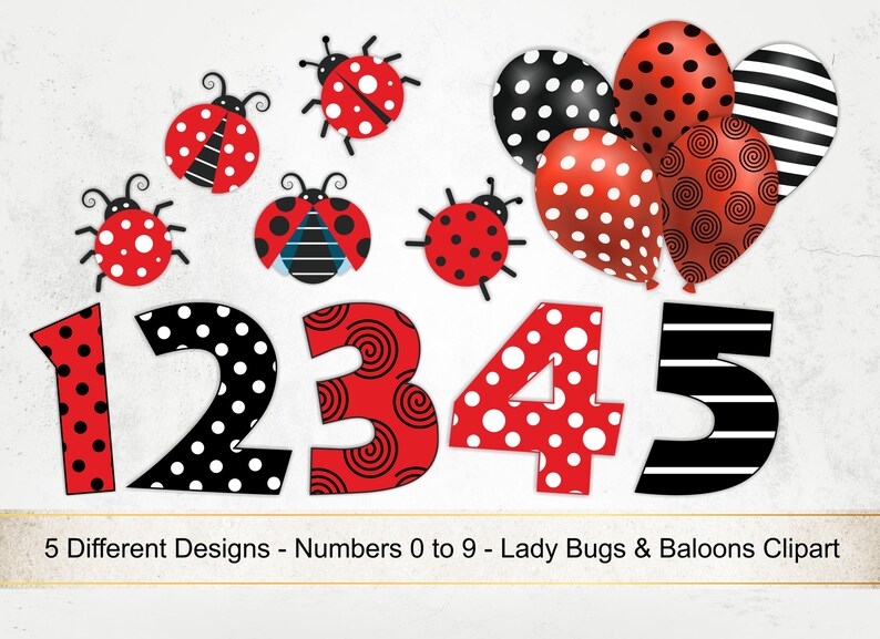 Lady Bug Alphabet Clipart Red and Black Dots Font Digital - Etsy