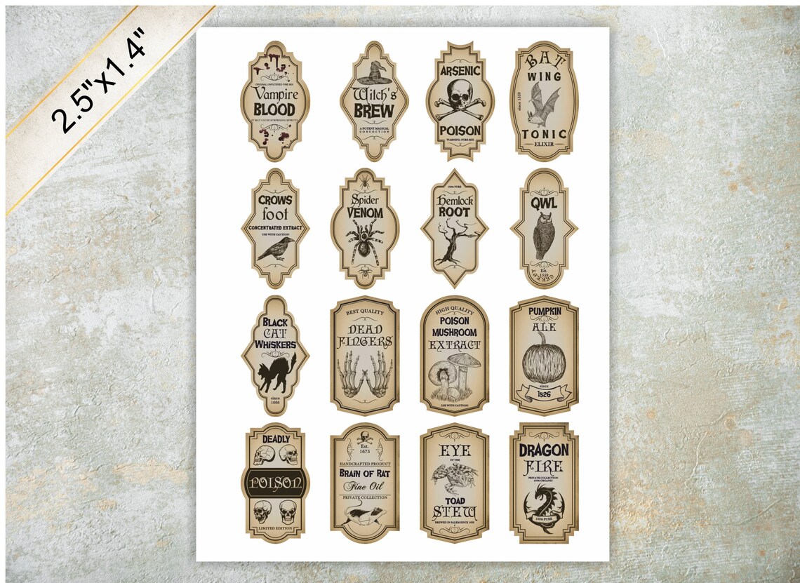 Apothecary Potion Labels 2.5x1.4 Apothecary - Etsy
