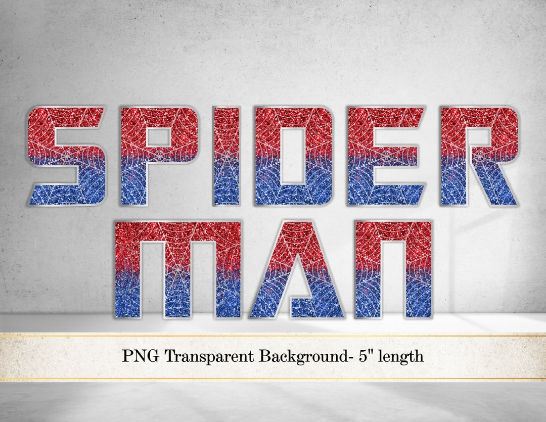 Glitter Spider-man Alphabet Clipart, Spiderman Letters PNG, Alphabet ...