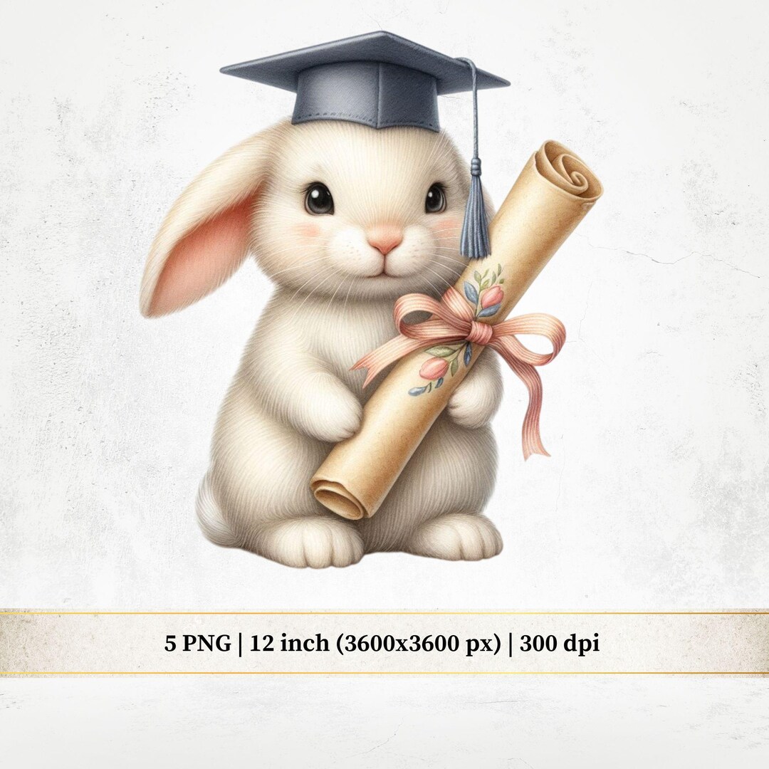 Baby Bunny Graduation Clipart – Academic Animals PNG Set - Etsy
