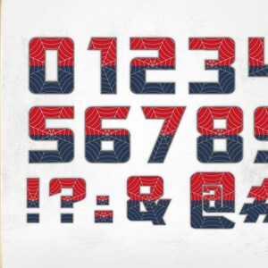 Modern Spider-man Alphabet SVG, Spiderman Letters Numbers and Symbols ...
