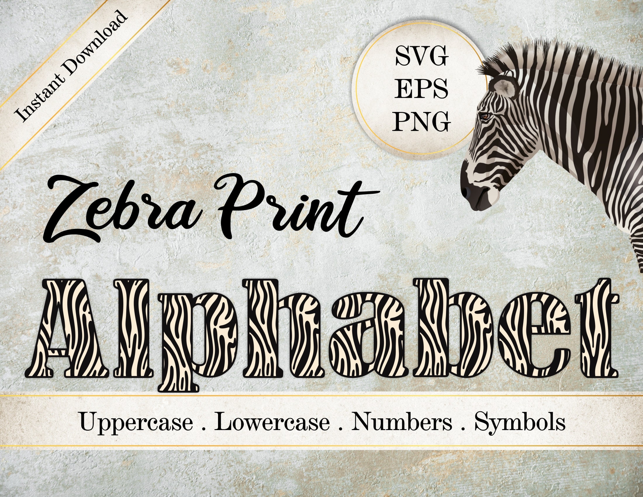 Zebra Print Alphabet: Letters, Numbers, Symbols (SVG, EPS, PNG) - Etsy