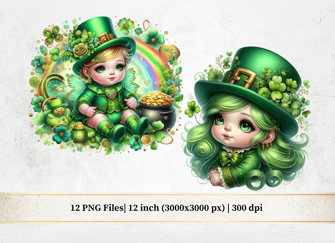 Watercolor Baby Girl Leprechaun Clipart, Printable Fantasy Kid Png ...