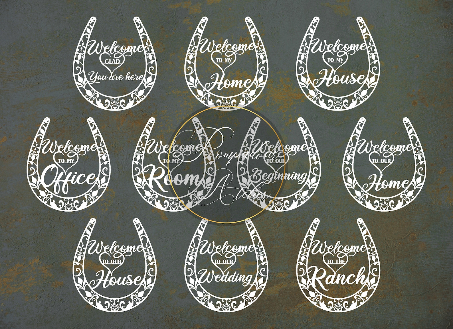 Welcome Horseshoes Lace Cut Files Laser Cut Horseshoes | Etsy