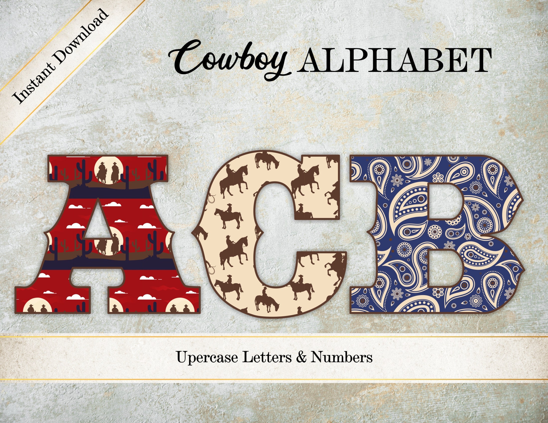 Other Cowboy Alphabet and Numbers Wild West Alphabet Clipart - Etsy UK