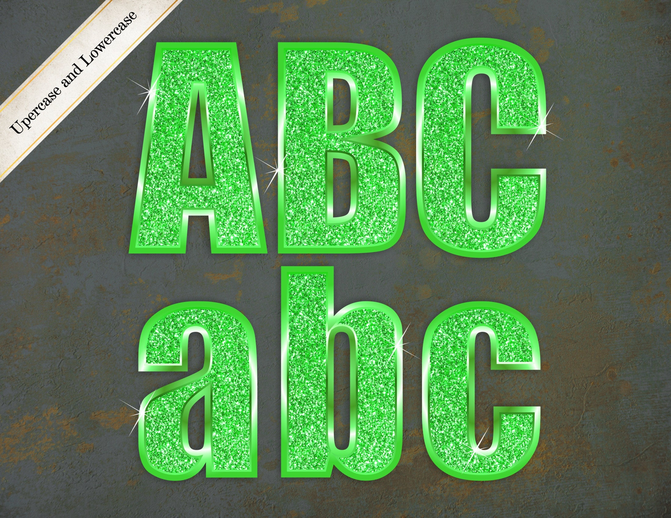 Green Glitter Alphabet Clipart Spring Green Sparkling Digital - Etsy