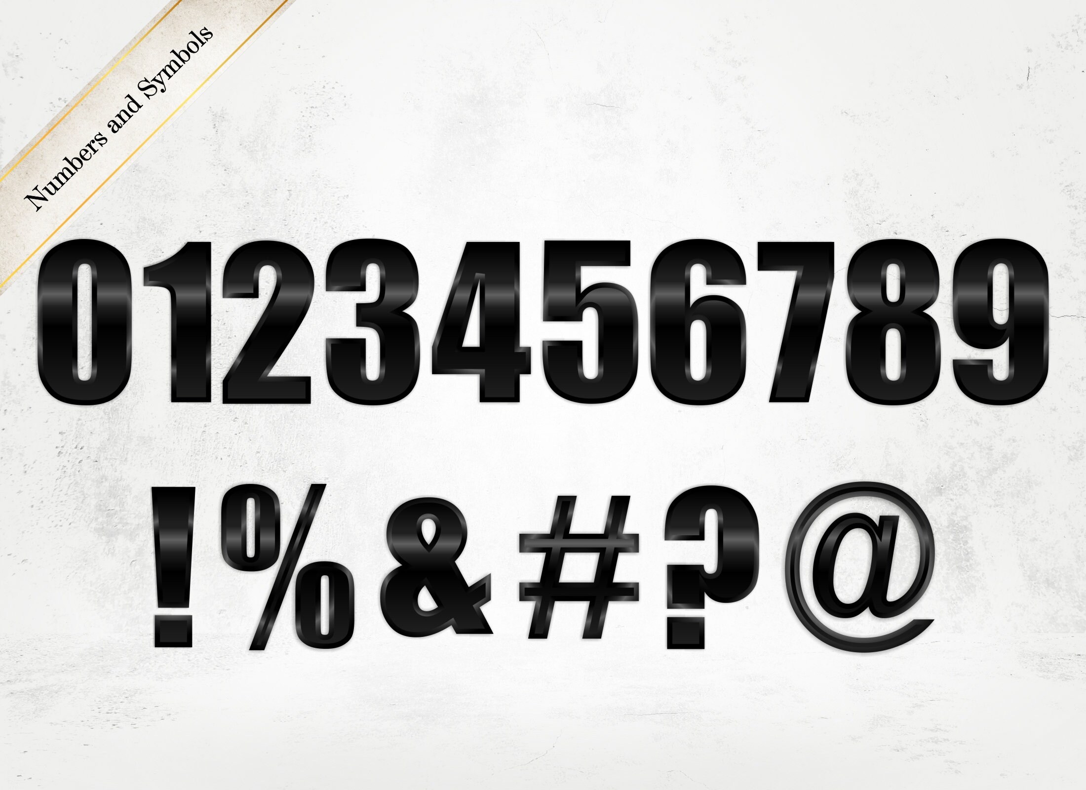 Black Foil Alphabet Clipart: Silk Letters, Numbers, Symbols (PNG ...