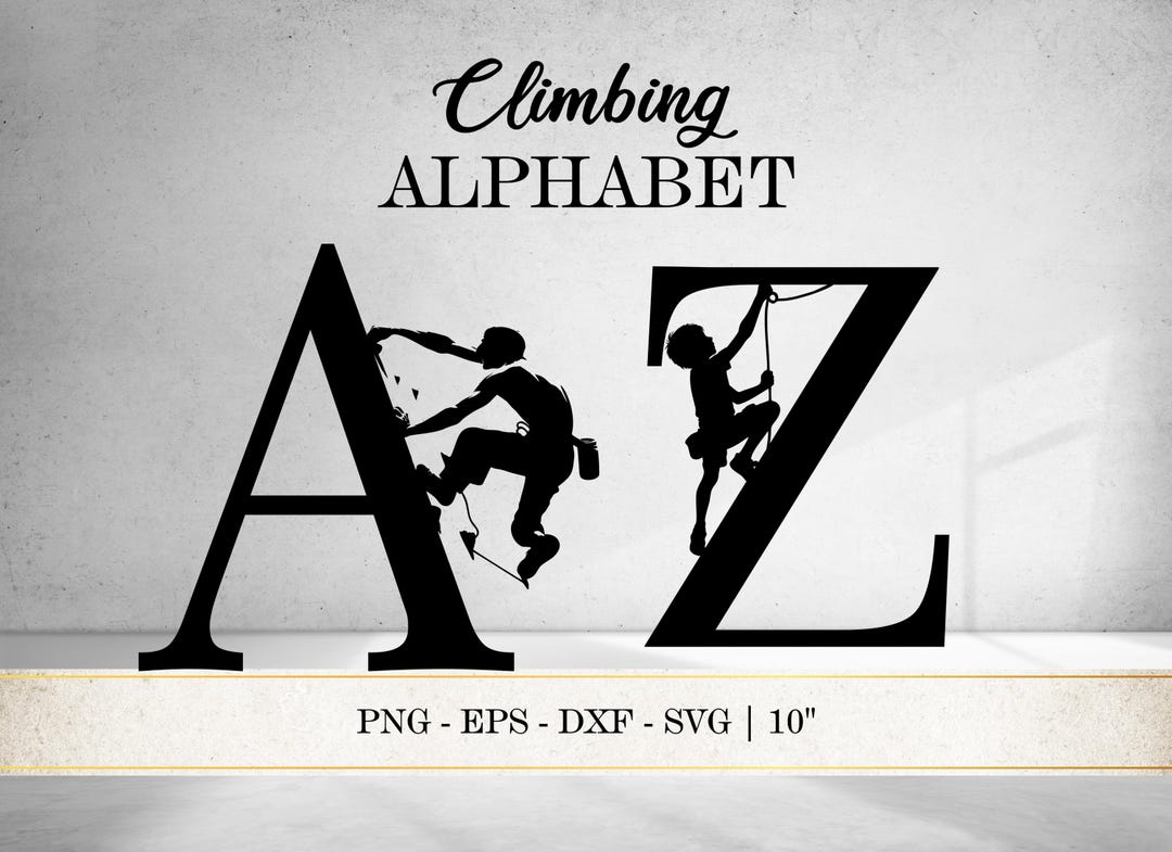 Climbing Thin Letters SVG, Climbing Silhouette Alphabet Eps, Dxf, Png ...