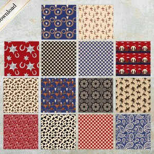 Cowboy Digital Paper Pack Seamless Pattern Wild West | Etsy