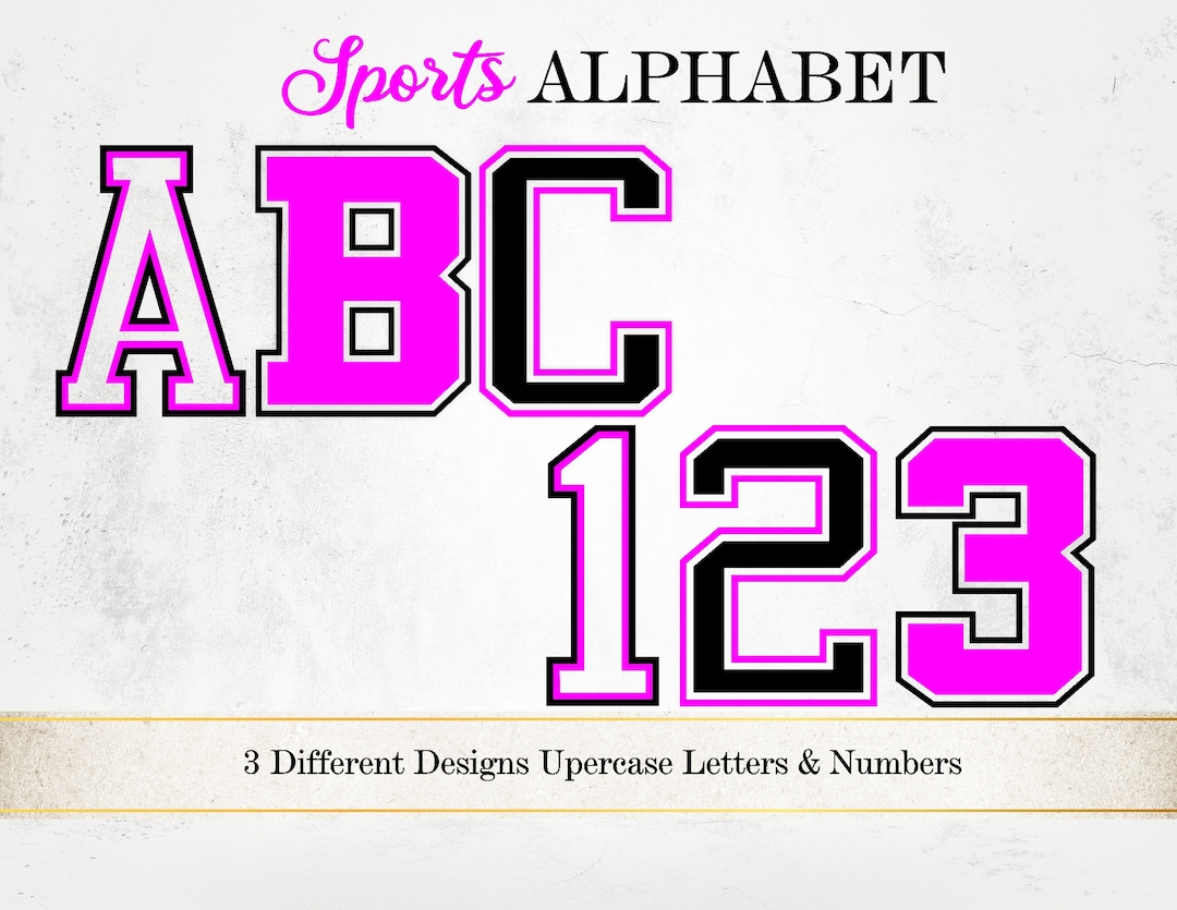 Pink Varsity Font Clipart: Sports Letters & Numbers (SVG, PNG) - Etsy