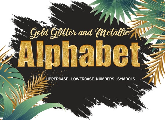 Gold Glitter and Metallic Alphabet Clipart Gold Digital - Etsy