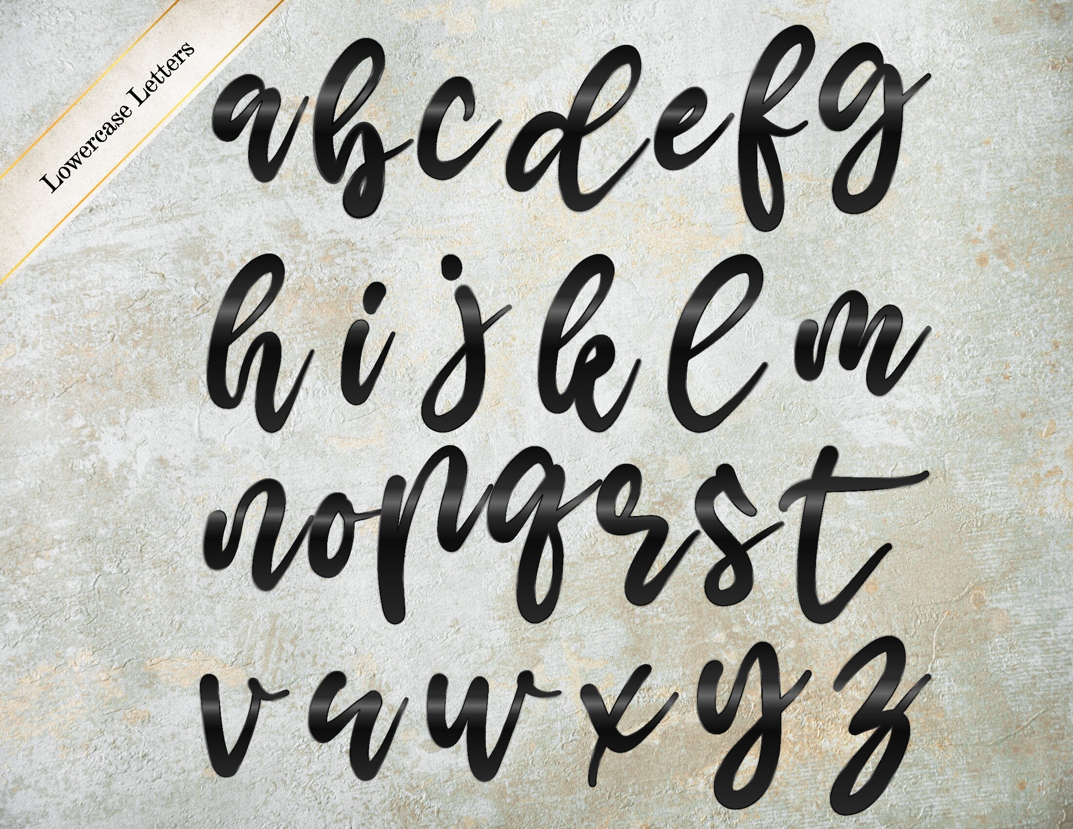 Black Silk Alphabet Clipart Black Metallic Cursive Letters - Etsy