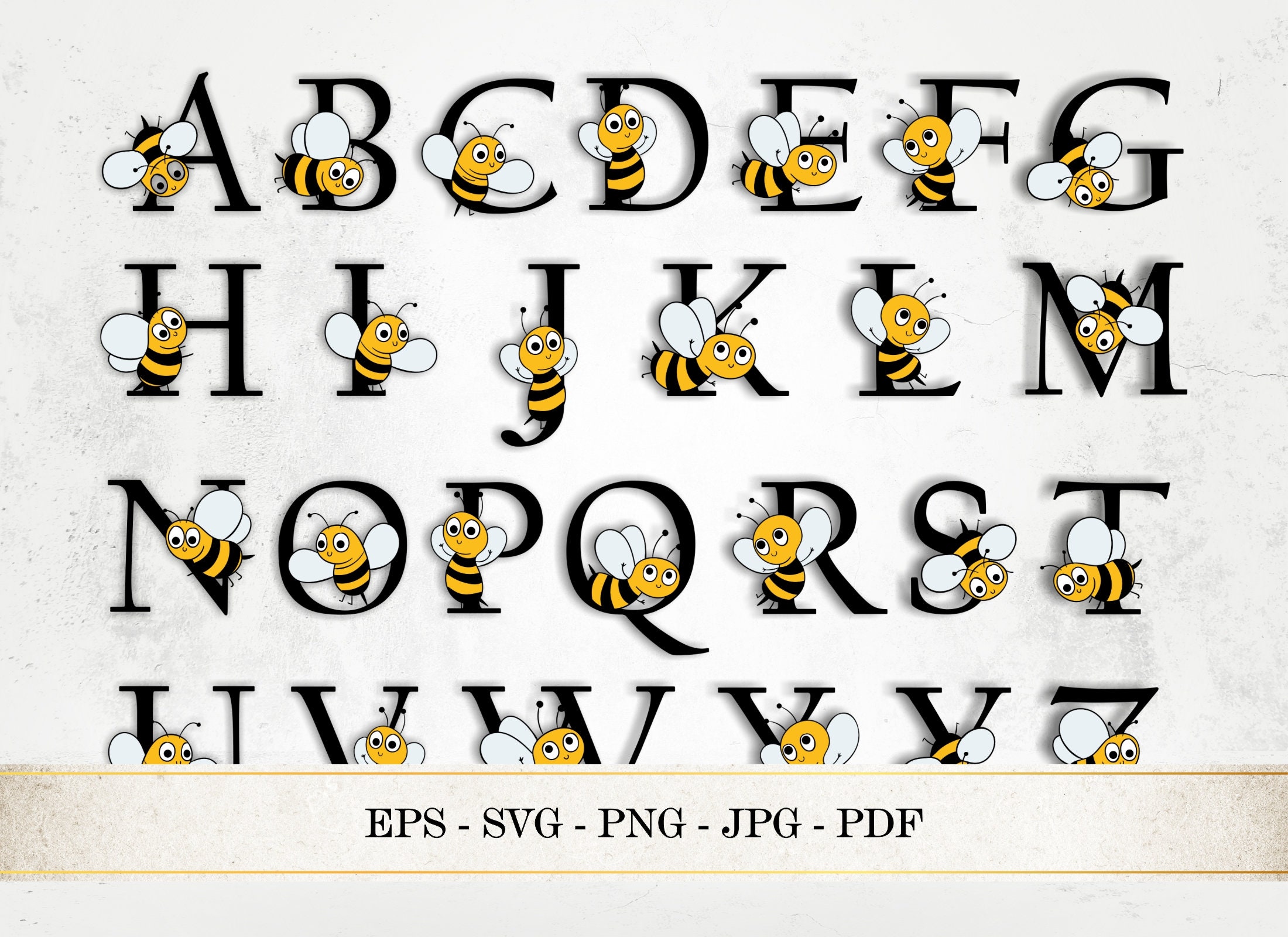 Alfabeto de abeja SVG letras y números digitales Eps Svg - Etsy México