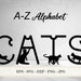 Decorative Cat Alphabet SVG, Cat Silhouette Letters A-Z, Font PNG Image ...