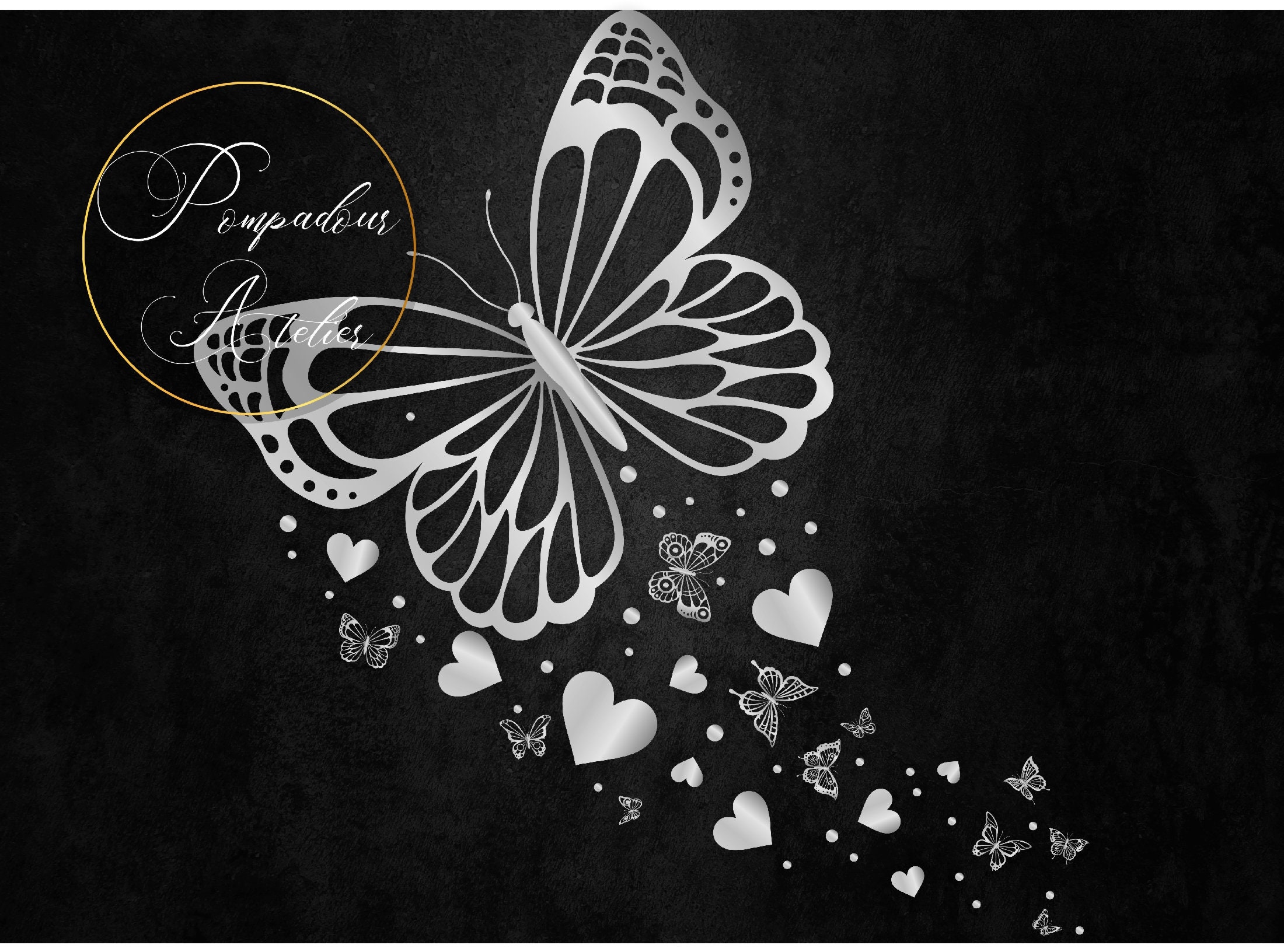Silver Foil Butterfly Clipart: Lace PNG Illustrations (digital Download ...