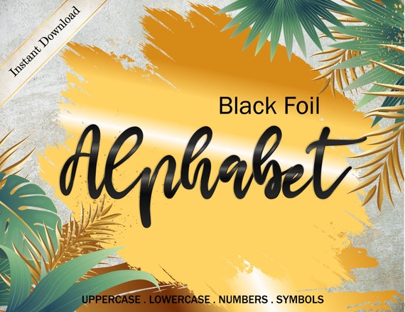 Black Silk Alphabet Clipart Black Metallic Cursive Letters | Etsy